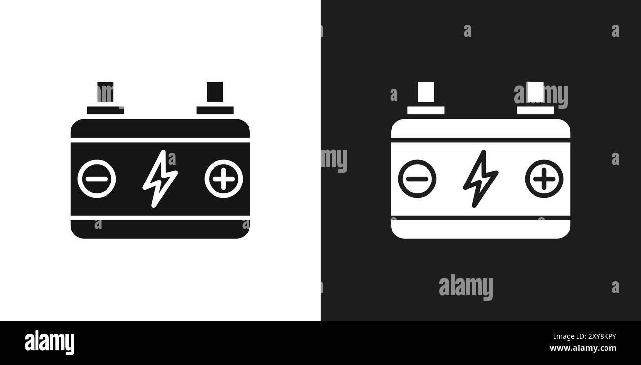 Car battery icon logo sign vector outline in black and white color ...