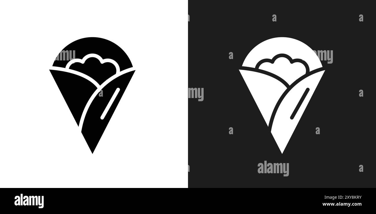 Crepe icon logo sign vector outline in black and white color Stock ...