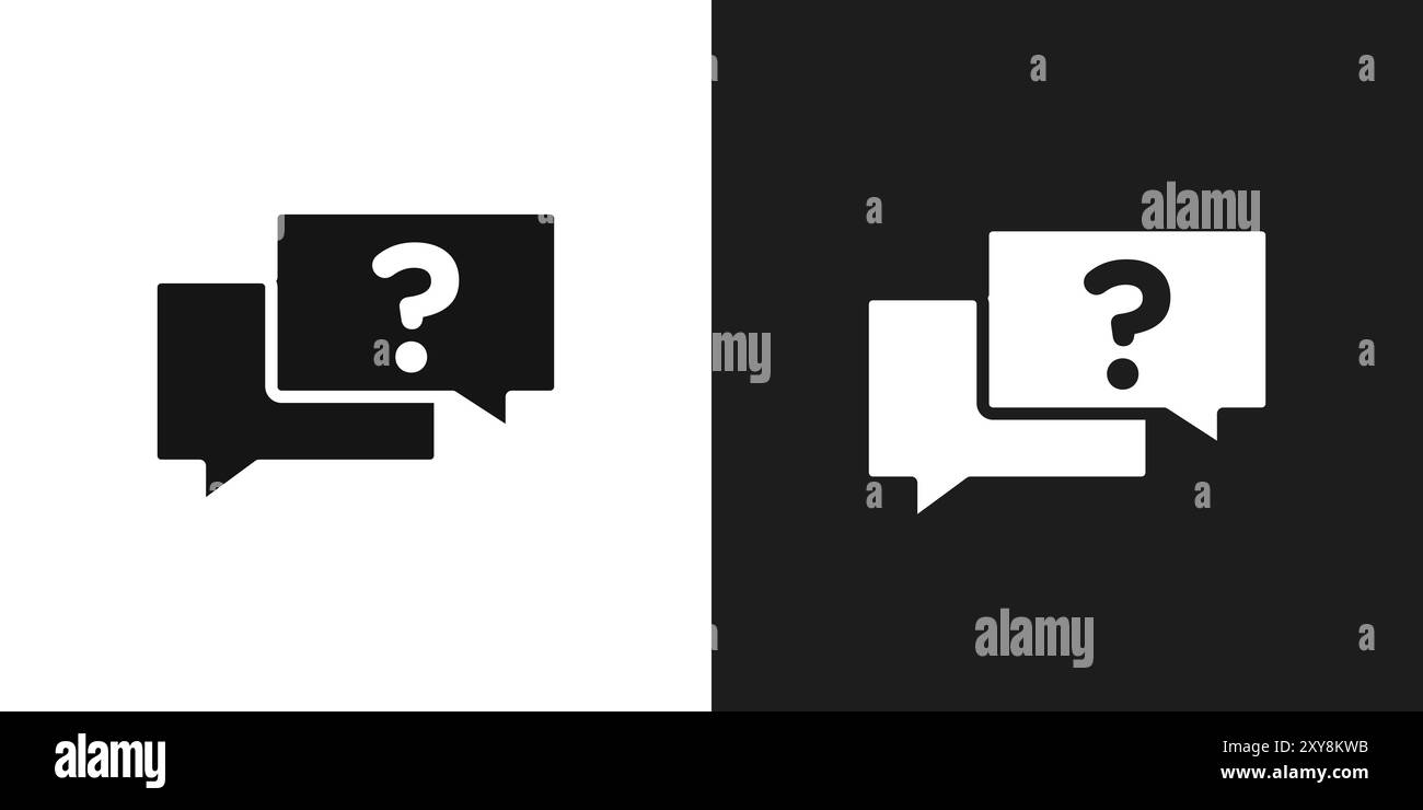 Comment question icon logo sign vector outline in black and white color ...