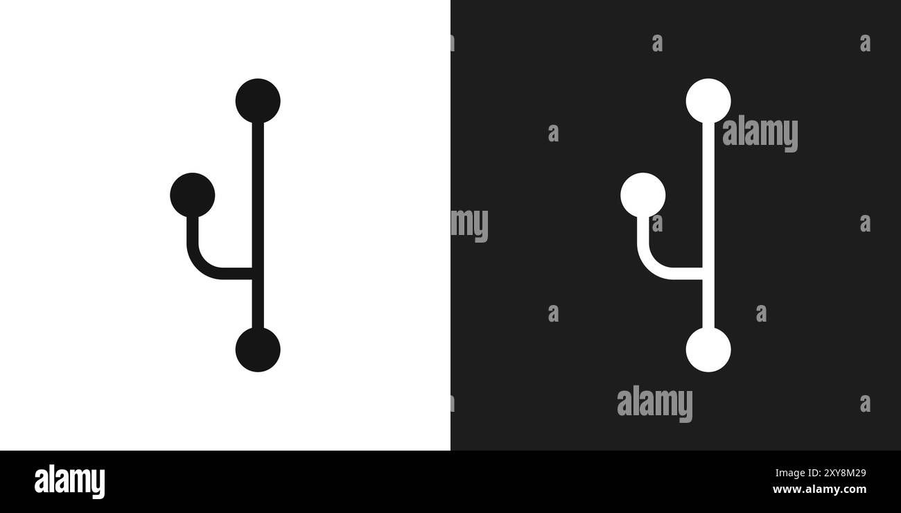 Code branch icon logo sign vector outline in black and white color ...