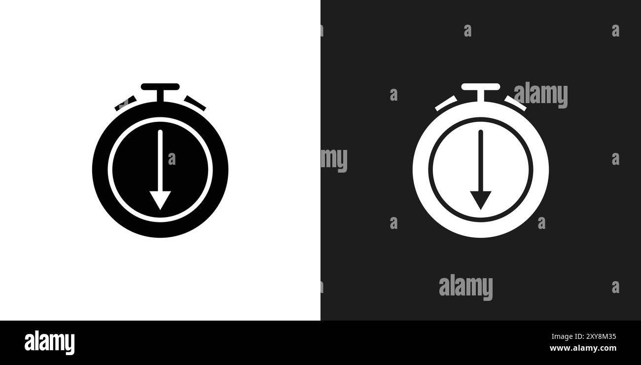 Down time icon logo sign vector outline in black and white color Stock ...