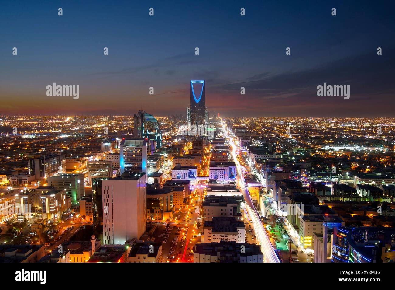 Riyadh City skyline illuminated at night Stock Photo - Alamy