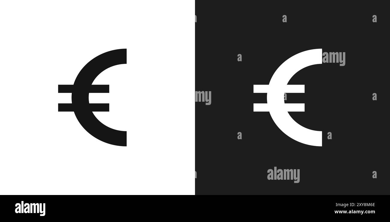 Euro icon logo sign vector outline in black and white color Stock ...