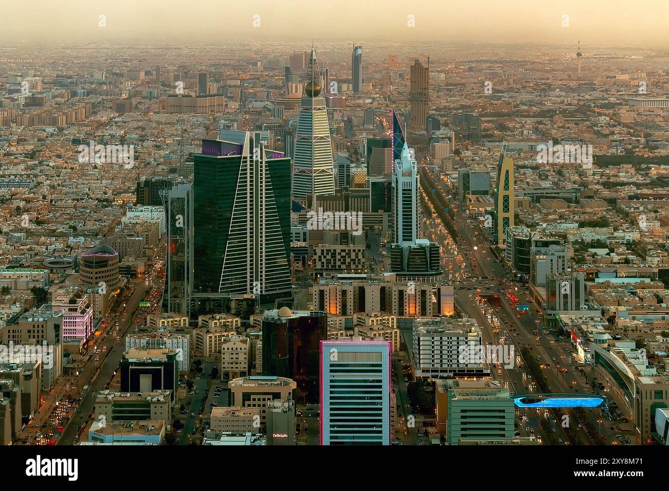 aerial view of Riyadh skyline at night Stock Photo - Alamy