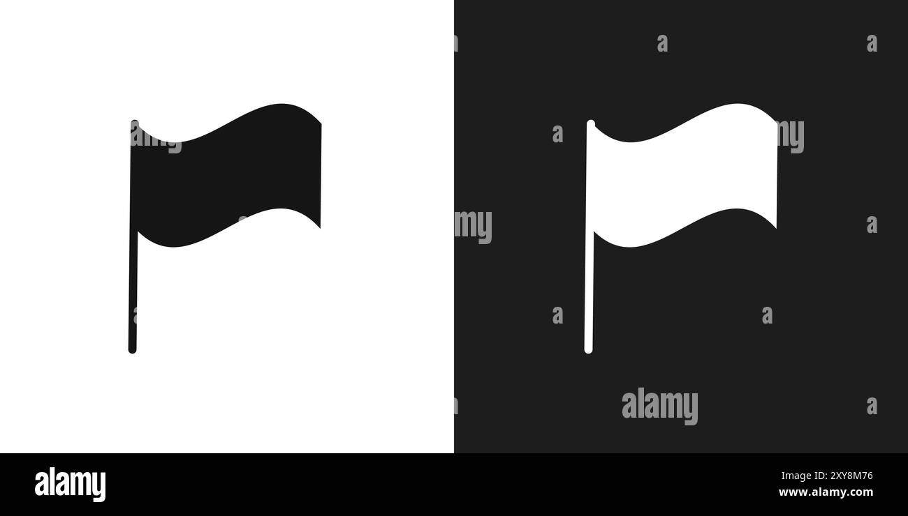 Flag icon logo sign vector outline in black and white color Stock Vector Image & Art - Alamy