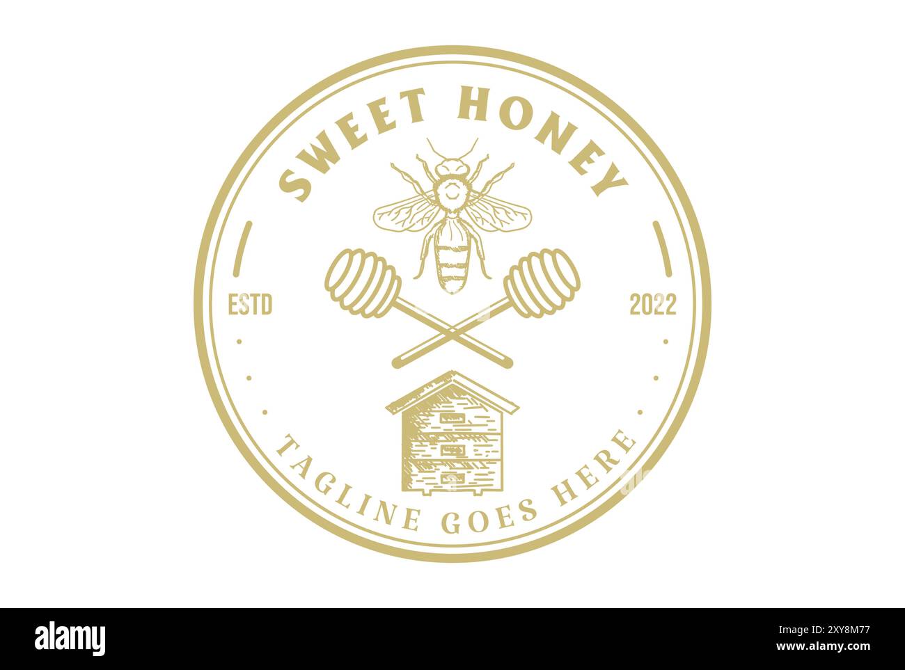 Circular Circle Round Sweet Honey Bee Farm Badge Emblem Label Logo ...