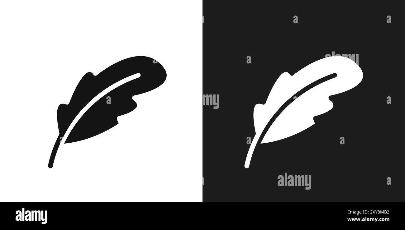 Feather icon logo sign vector outline in black and white color Stock ...