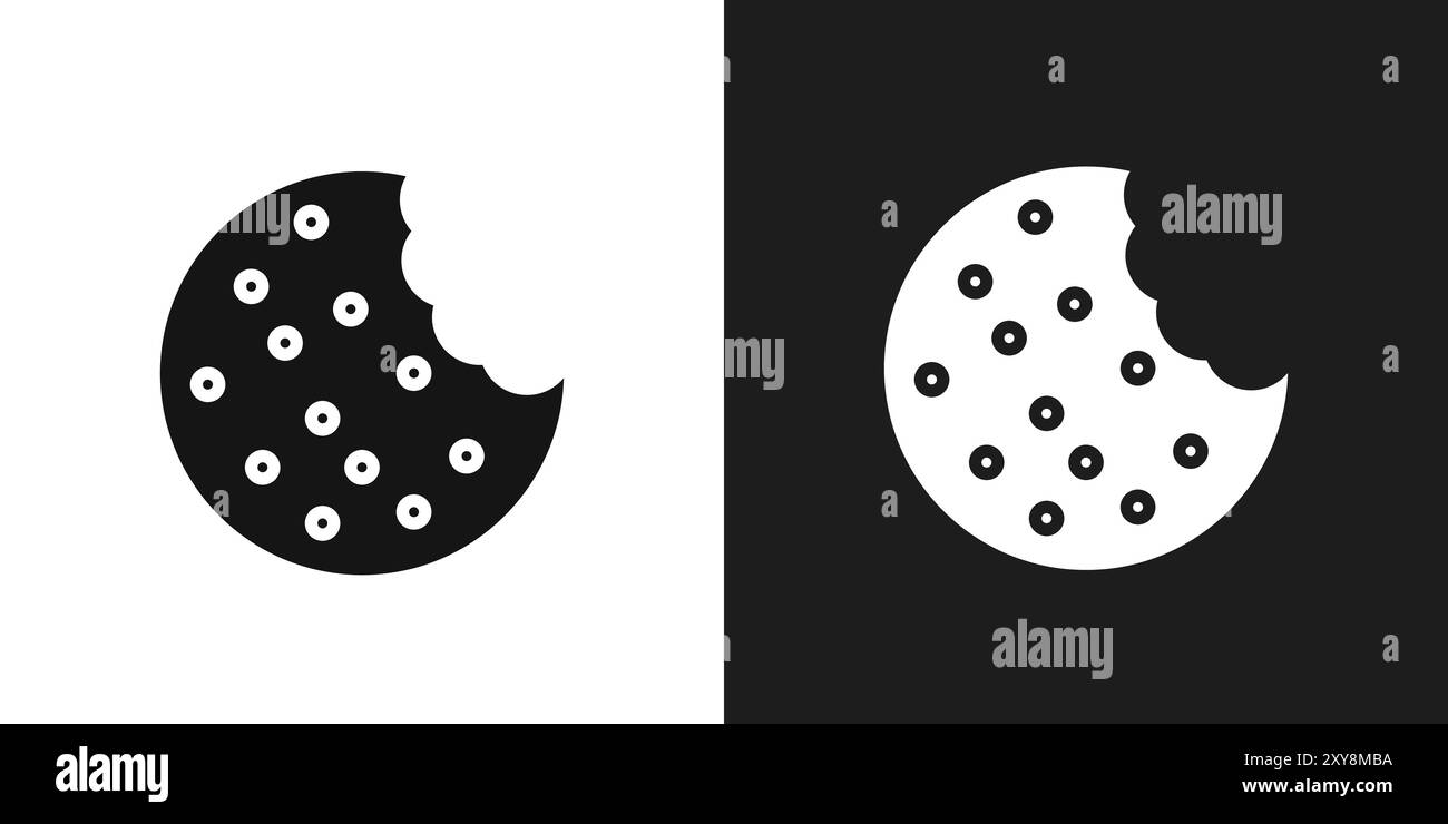 Cookie icon logo sign vector outline in black and white color Stock ...