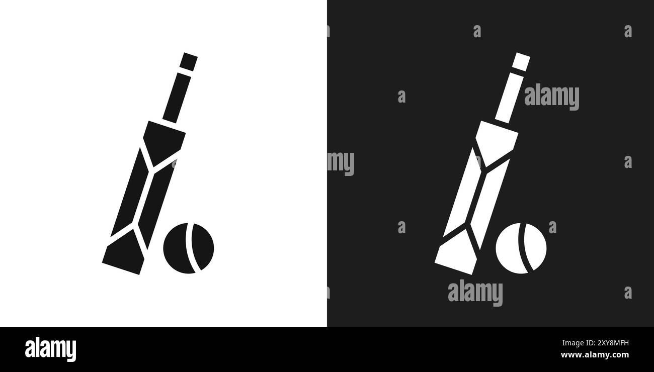 Cricket icon logo sign vector outline in black and white color Stock ...