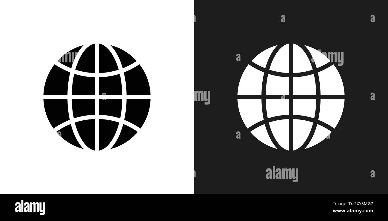 Globe Icon Logo Sign Vector Outline In Black And White Color Stock