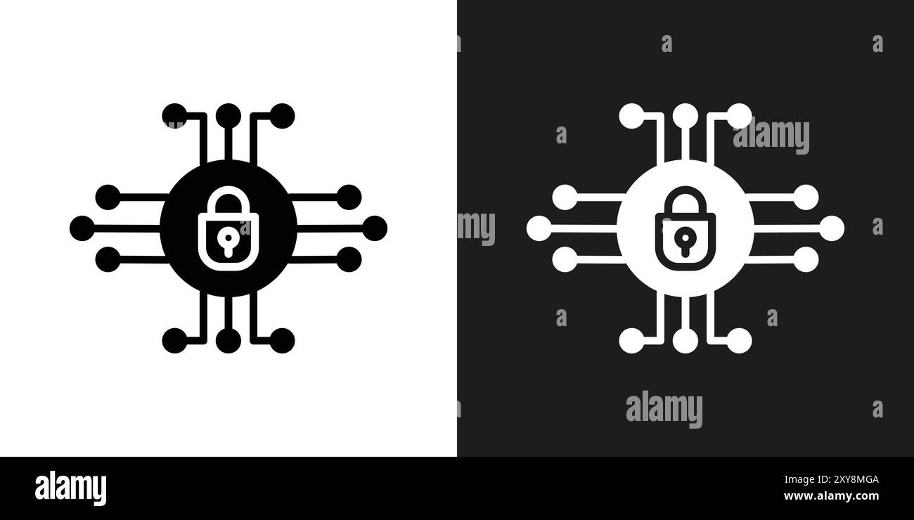 Cyber security icon logo sign vector outline in black and white color ...