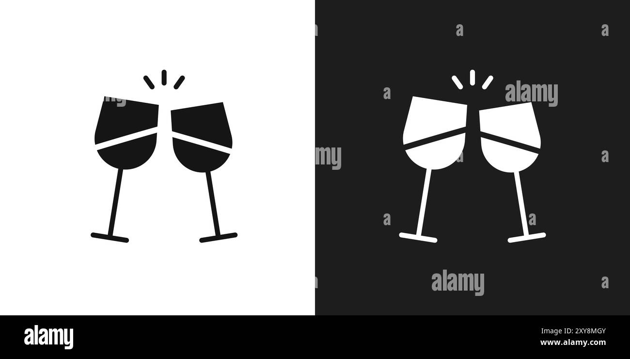 Glass-cheers icon logo sign vector outline in black and white color ...