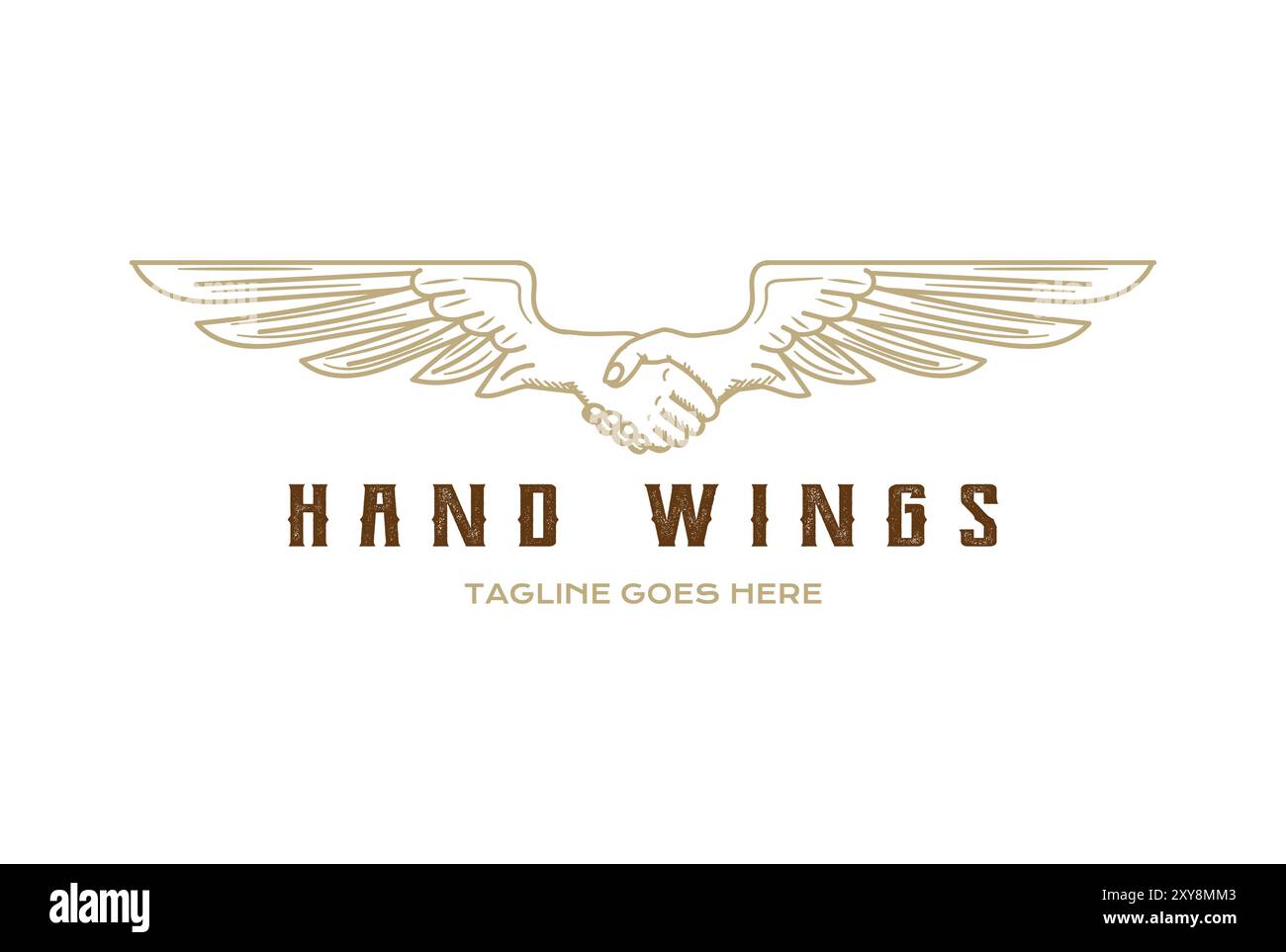 Retro Vintage Wings with Hand Handshake for Motorcycle Biker Club or ...
