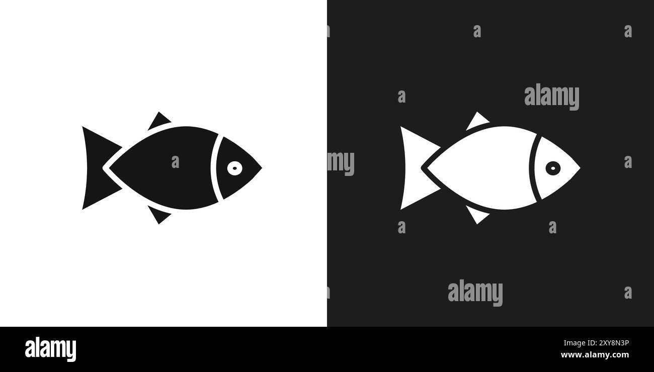 Fish icon logo sign vector outline in black and white color Stock ...