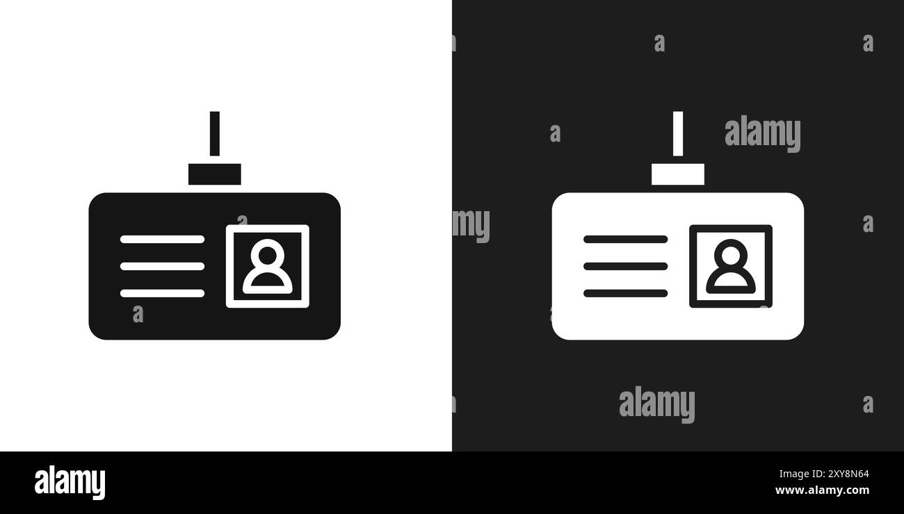 ID badge icon logo sign vector outline in black and white color Stock ...
