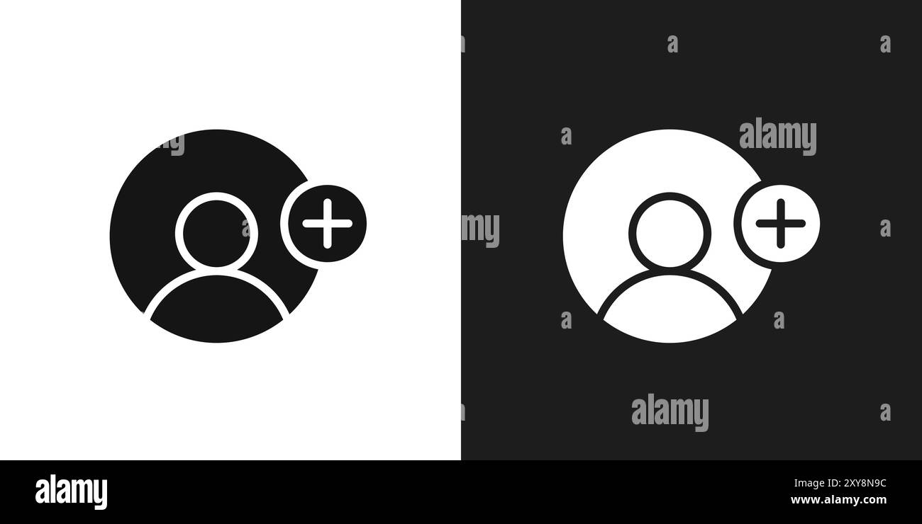 Following icon logo sign vector outline in black and white color Stock ...