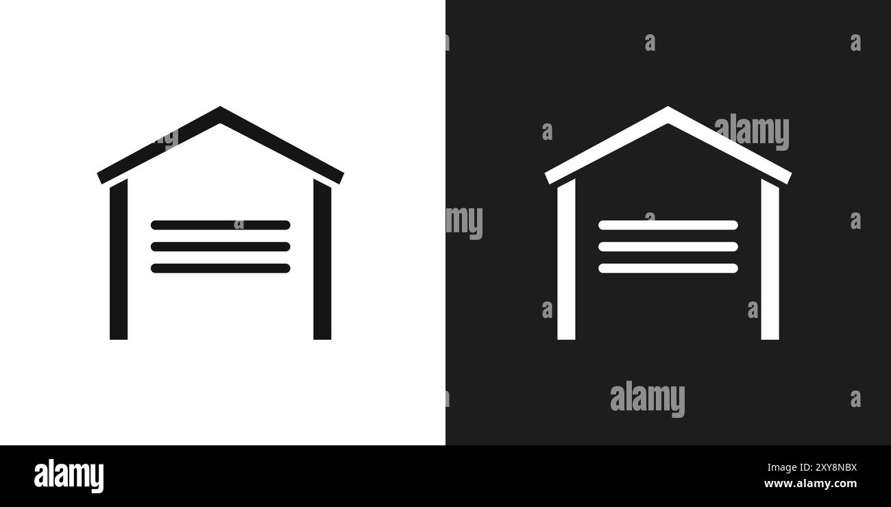 Garage icon logo sign vector outline in black and white color Stock ...