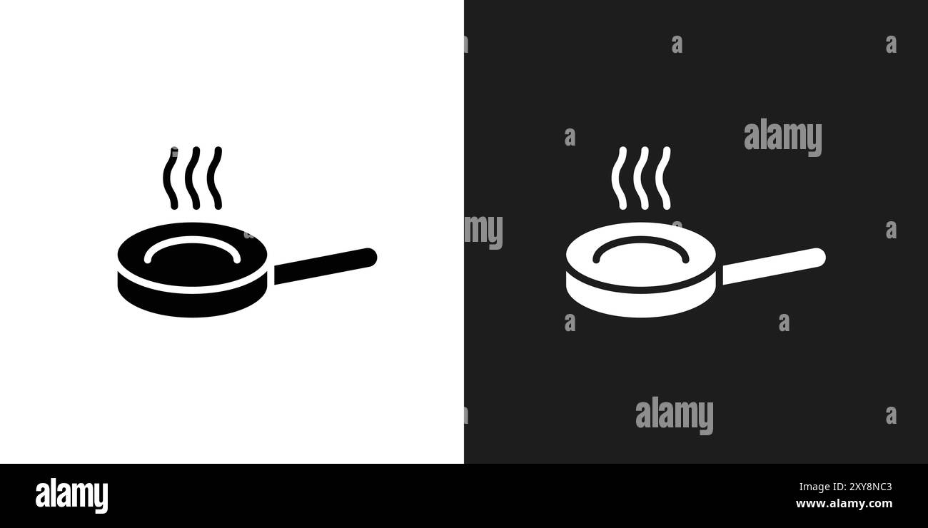 Frying pan icon logo sign vector outline in black and white color Stock ...