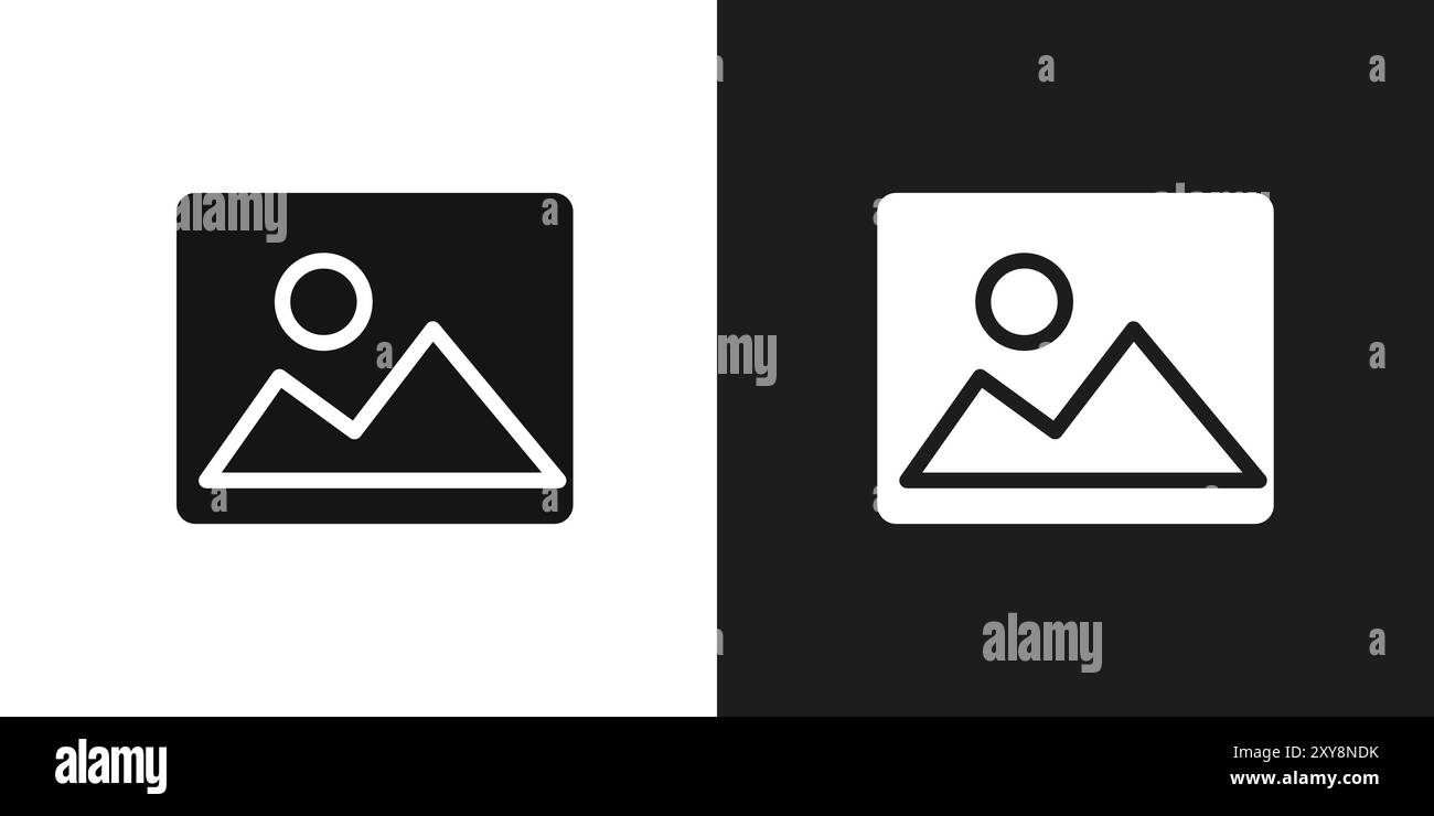 Gallery icon logo sign vector outline in black and white color Stock ...