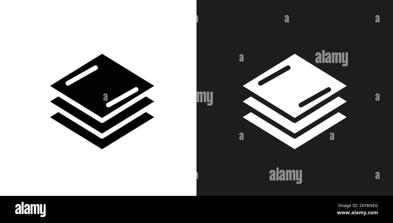 Layers icon logo sign vector outline in black and white color Stock ...