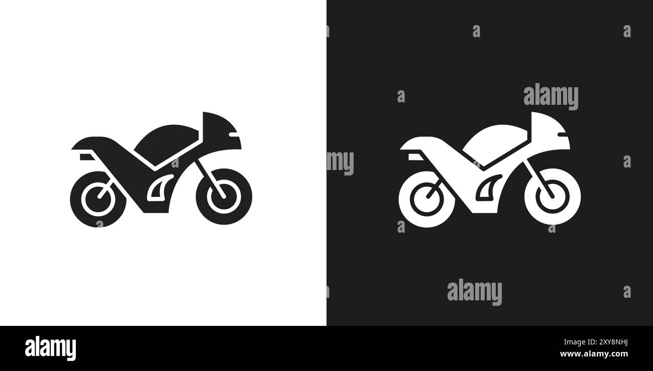 Motorcycle icon logo sign vector outline in black and white color Stock ...