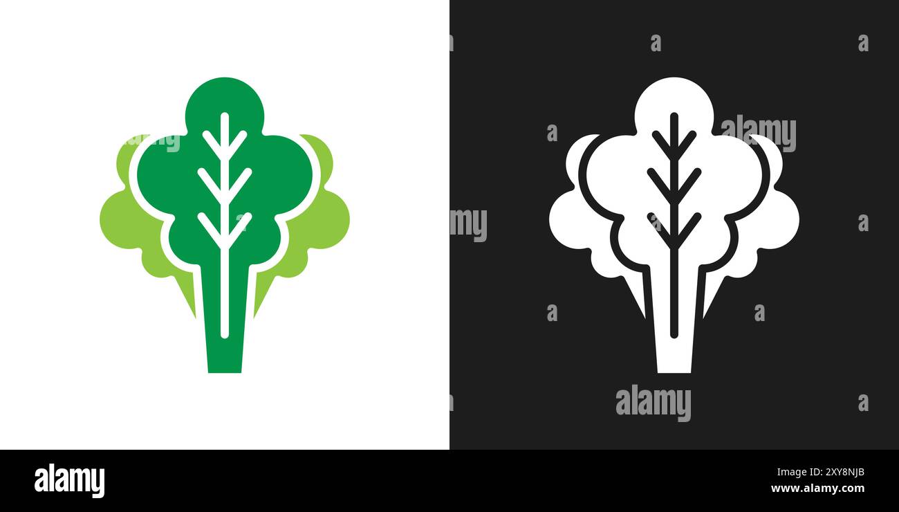 Lettuce icon logo sign vector outline in black and white color Stock ...