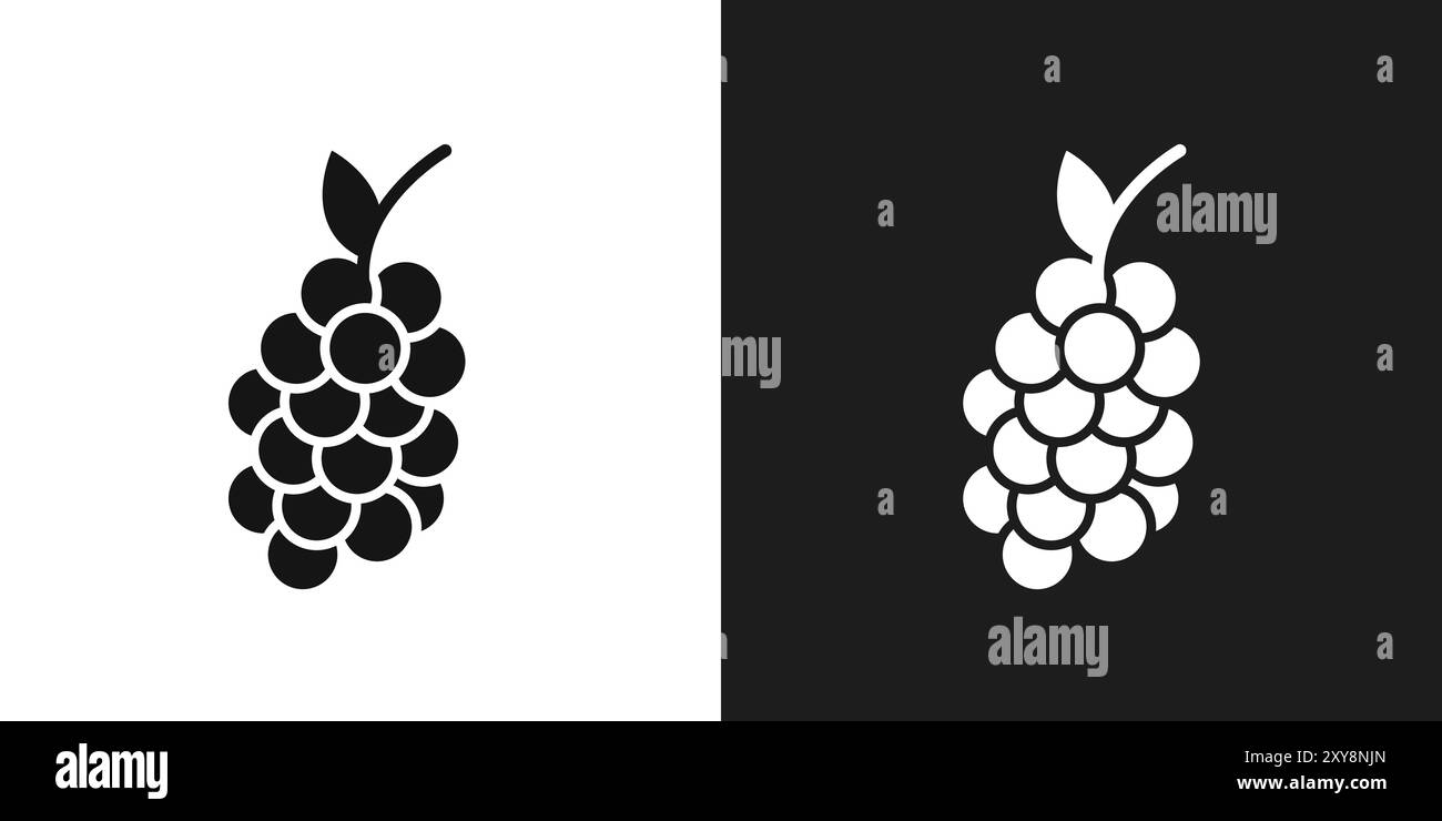 Grape icon logo sign vector outline in black and white color Stock ...