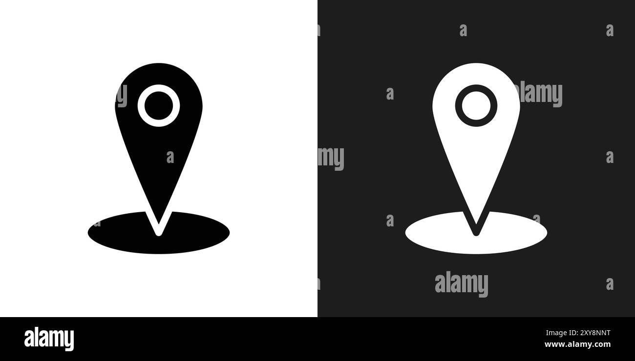 Marker icon logo sign vector outline in black and white color Stock ...