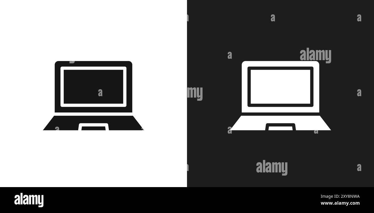 Laptop icon logo sign vector outline in black and white color Stock ...