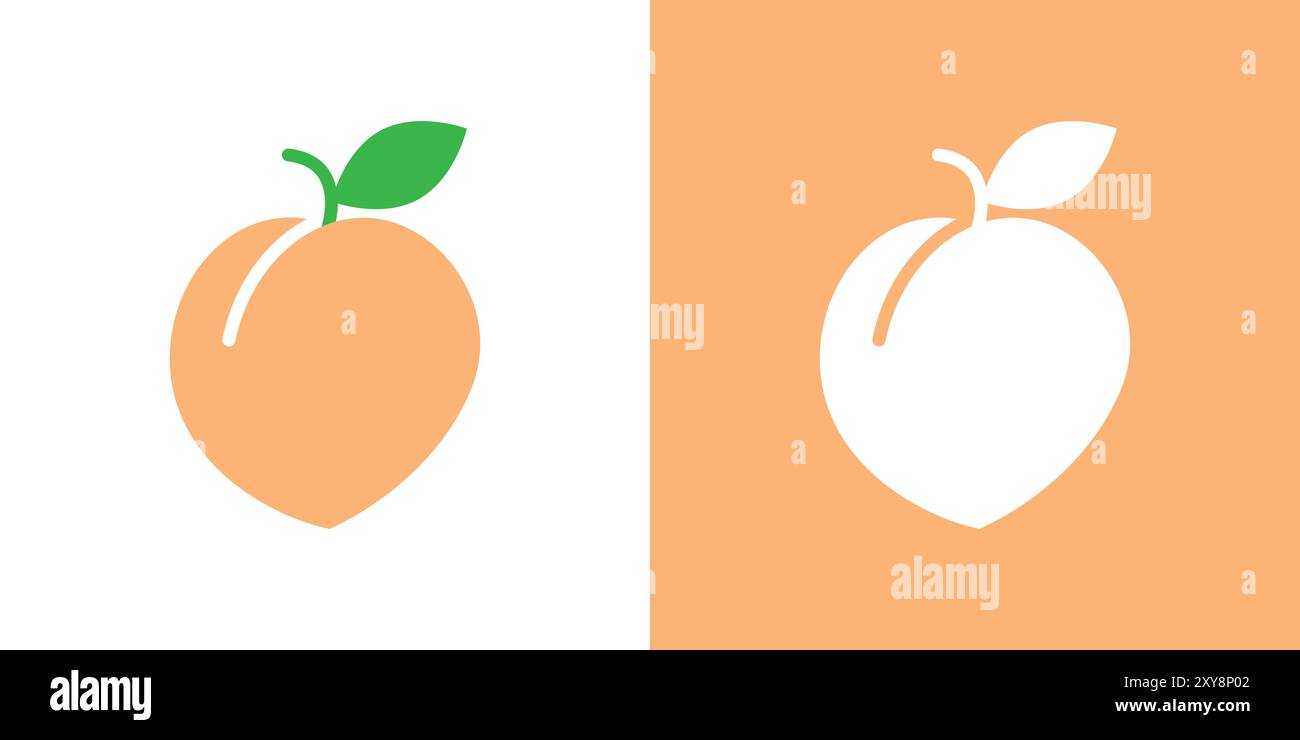 Peach icon logo sign vector outline in black and white color Stock ...