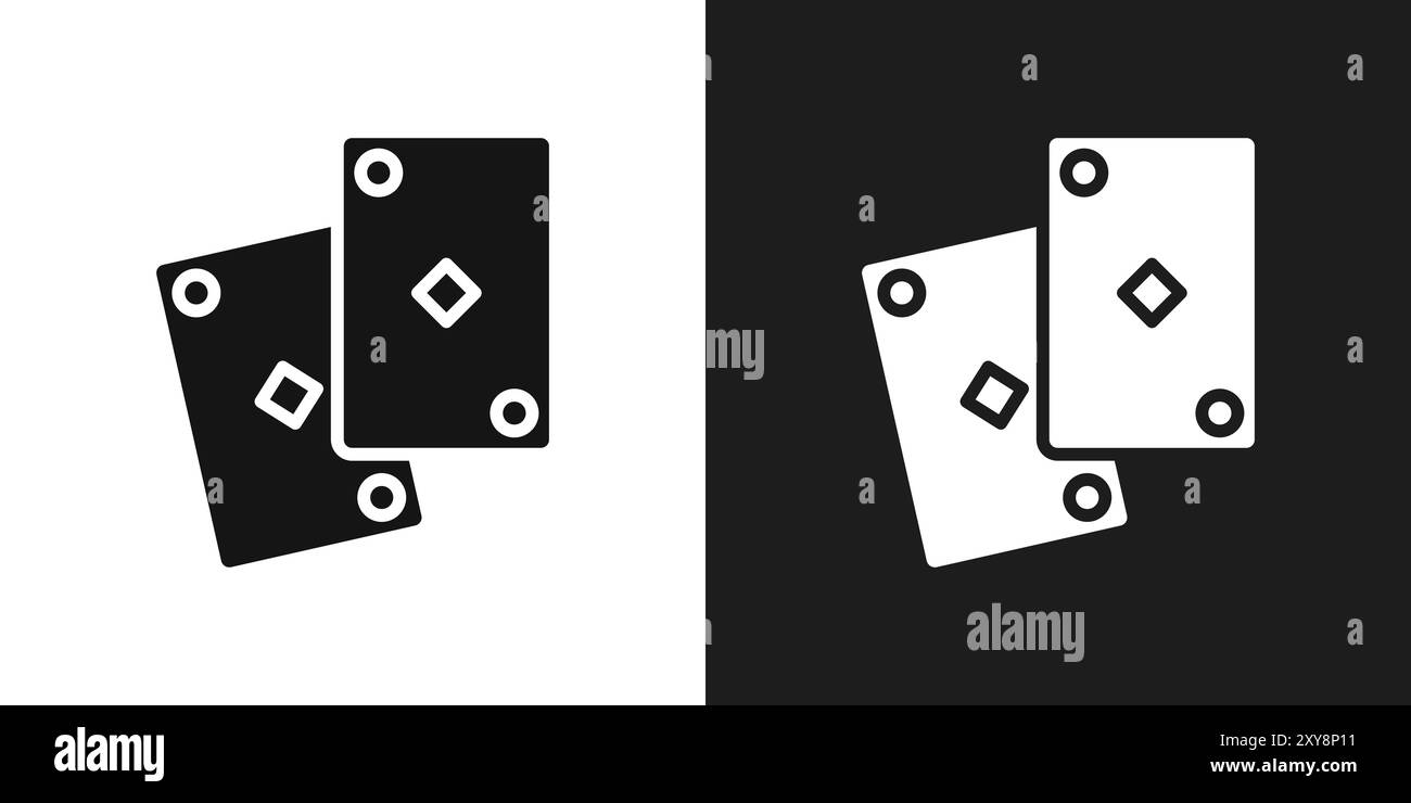 Playing cards icon logo sign vector outline in black and white color ...