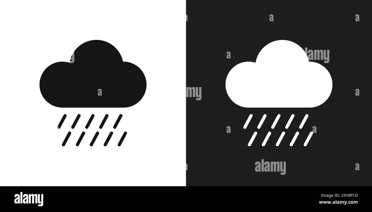 Rain icon logo sign vector outline in black and white color Stock ...