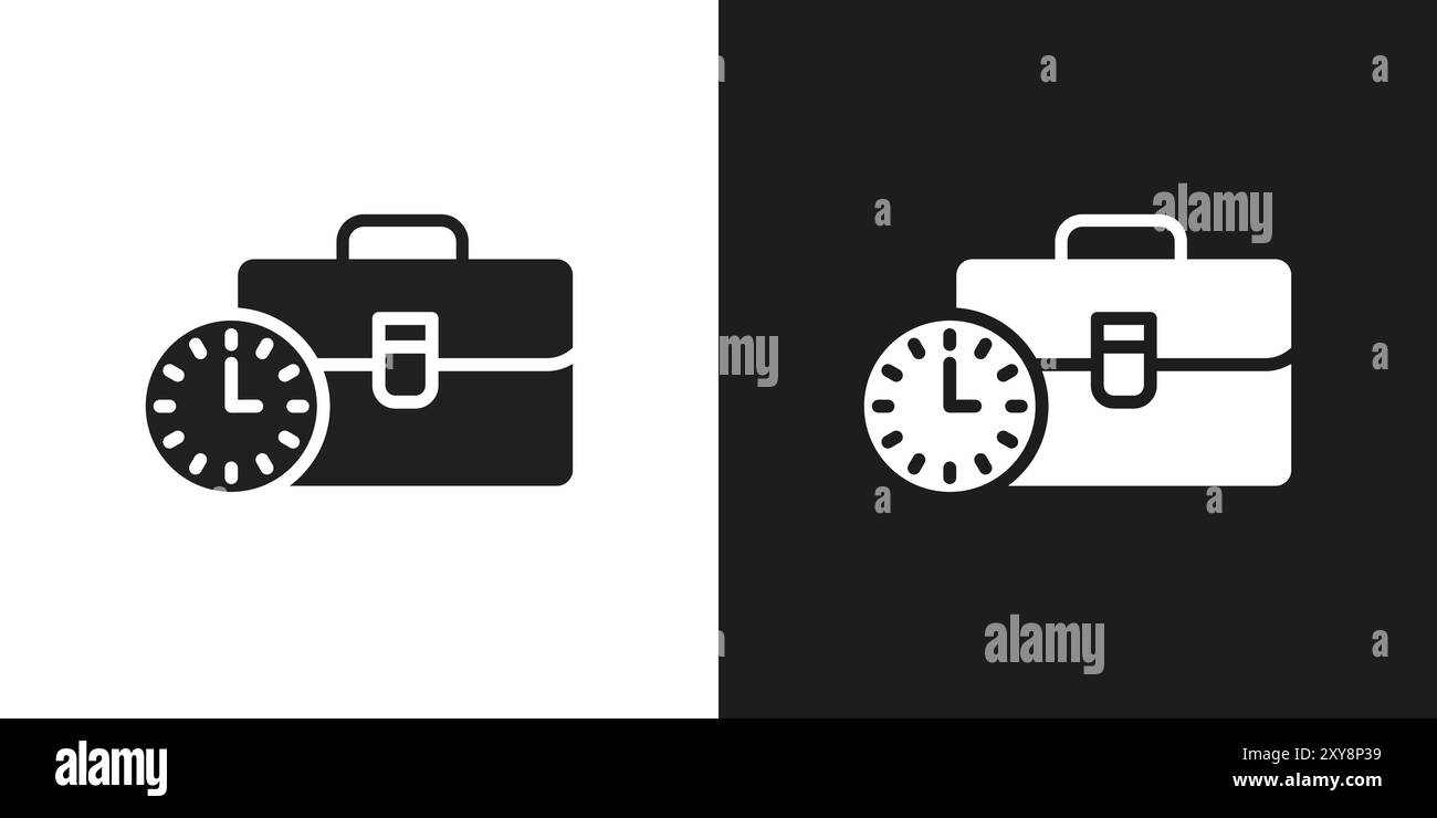Office time icon logo sign vector outline in black and white color ...
