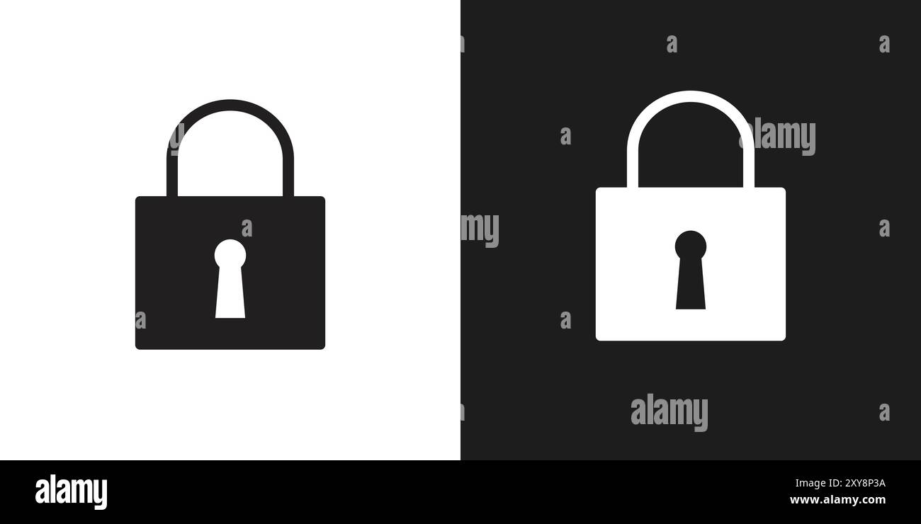 Lock icon logo sign vector outline in black and white color Stock ...