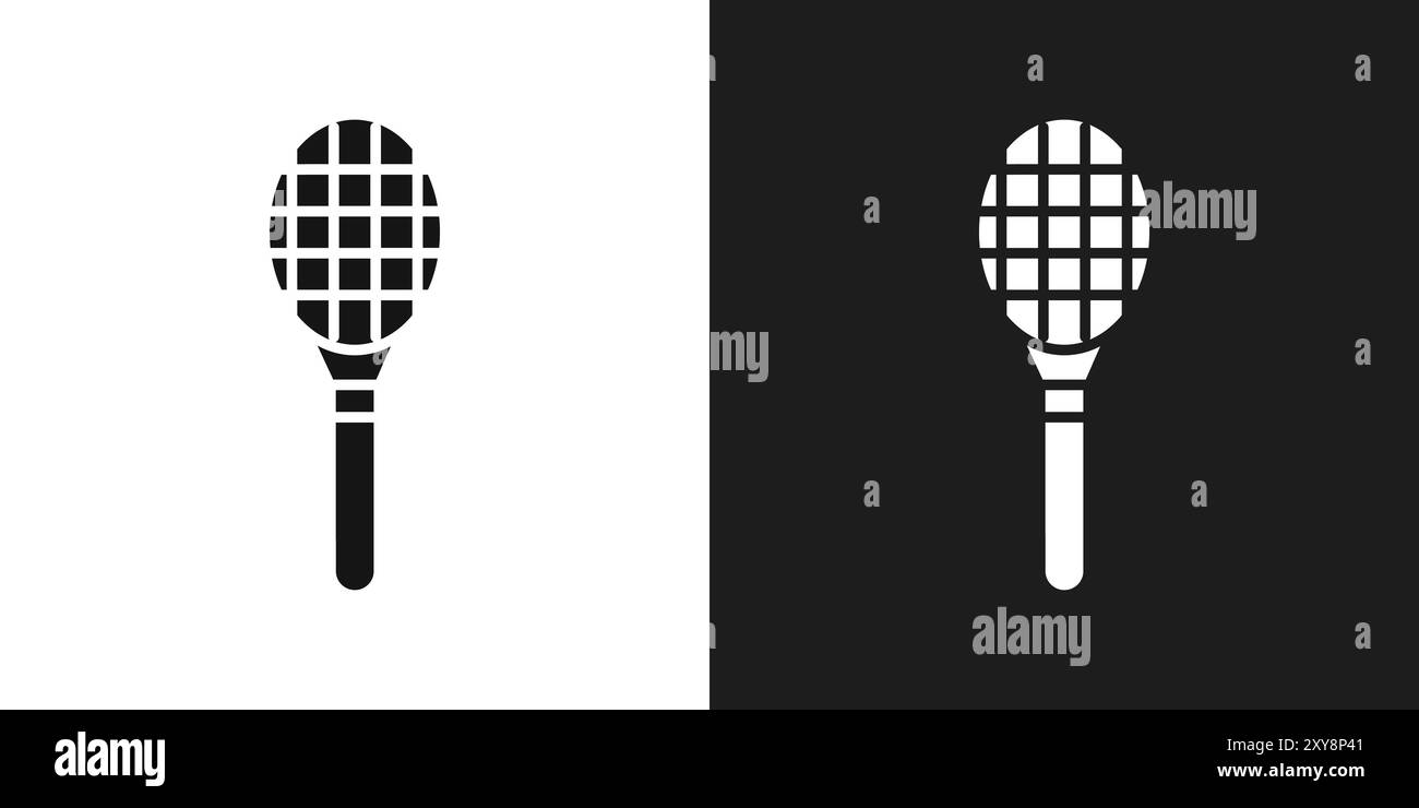 Racquet icon logo sign vector outline in black and white color Stock ...
