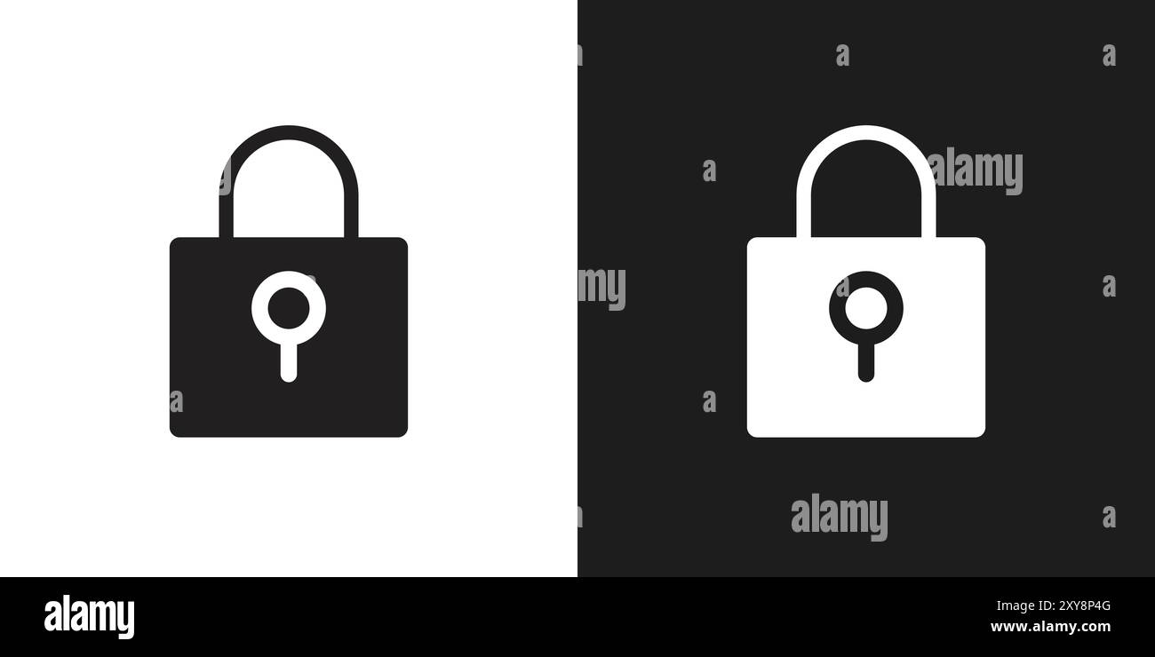 Lock icon logo sign vector outline in black and white color Stock ...