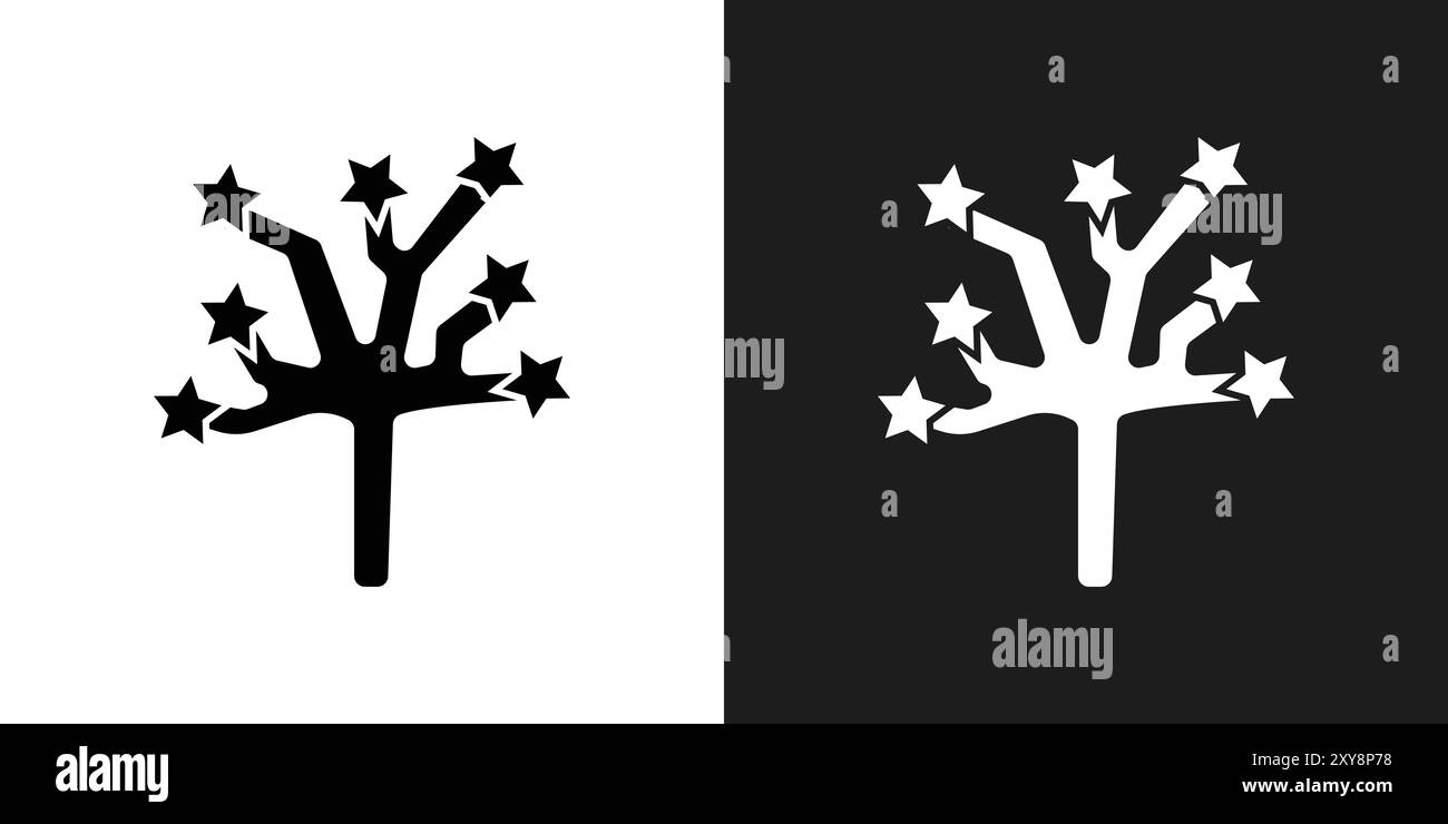 Joshua tree icon logo sign vector outline in black and white color ...