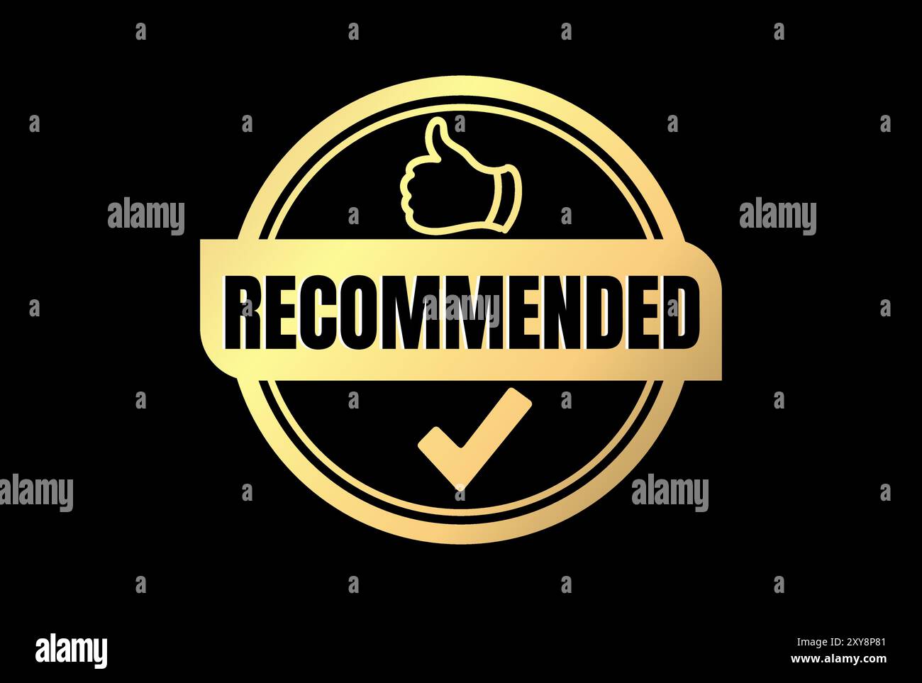 Circular Like Hand sign with Check symbol for Recommended Badge Emblem ...