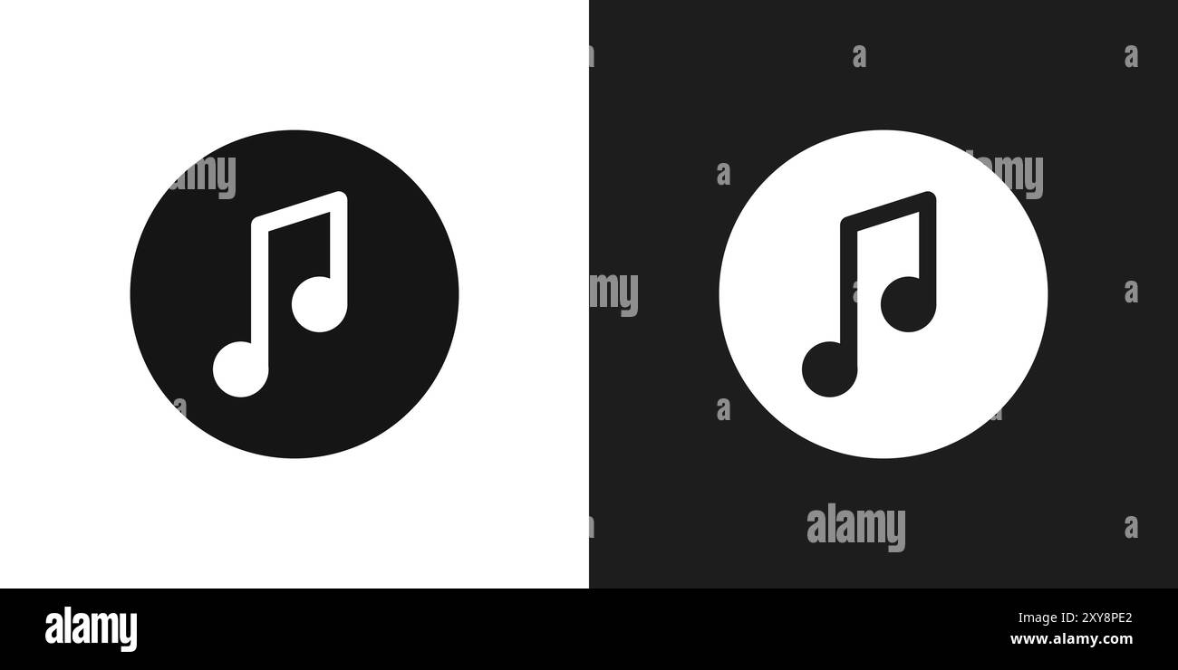 Music icon logo sign vector outline in black and white color Stock ...