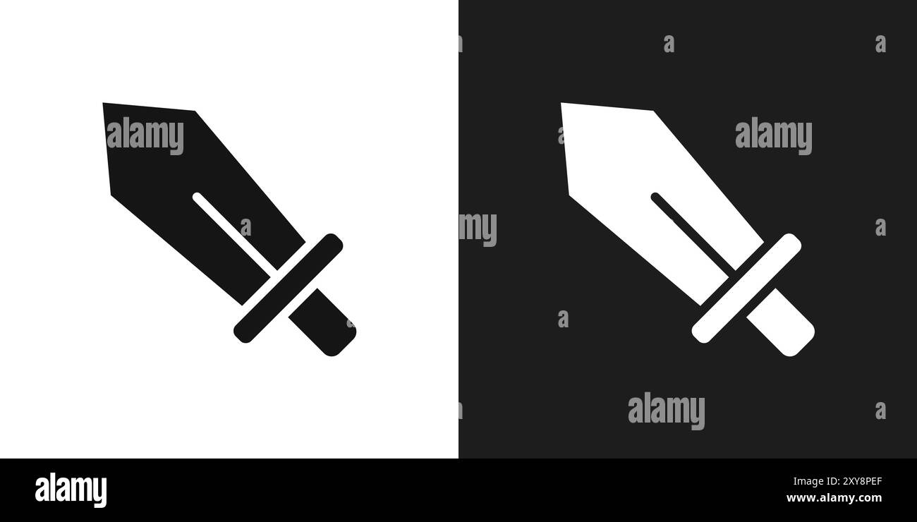 Sword icon logo sign vector outline in black and white color Stock ...