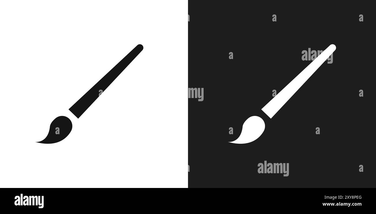 Paint brush icon logo sign vector outline in black and white color ...