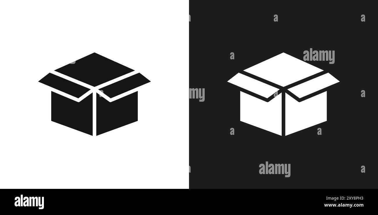 Open Box icon logo sign vector outline in black and white color Stock ...