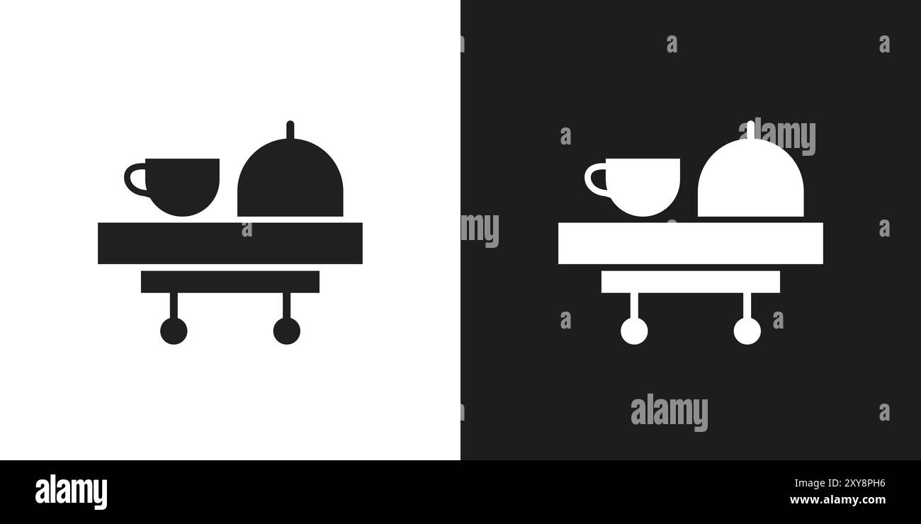 Room service icon logo sign vector outline in black and white color ...