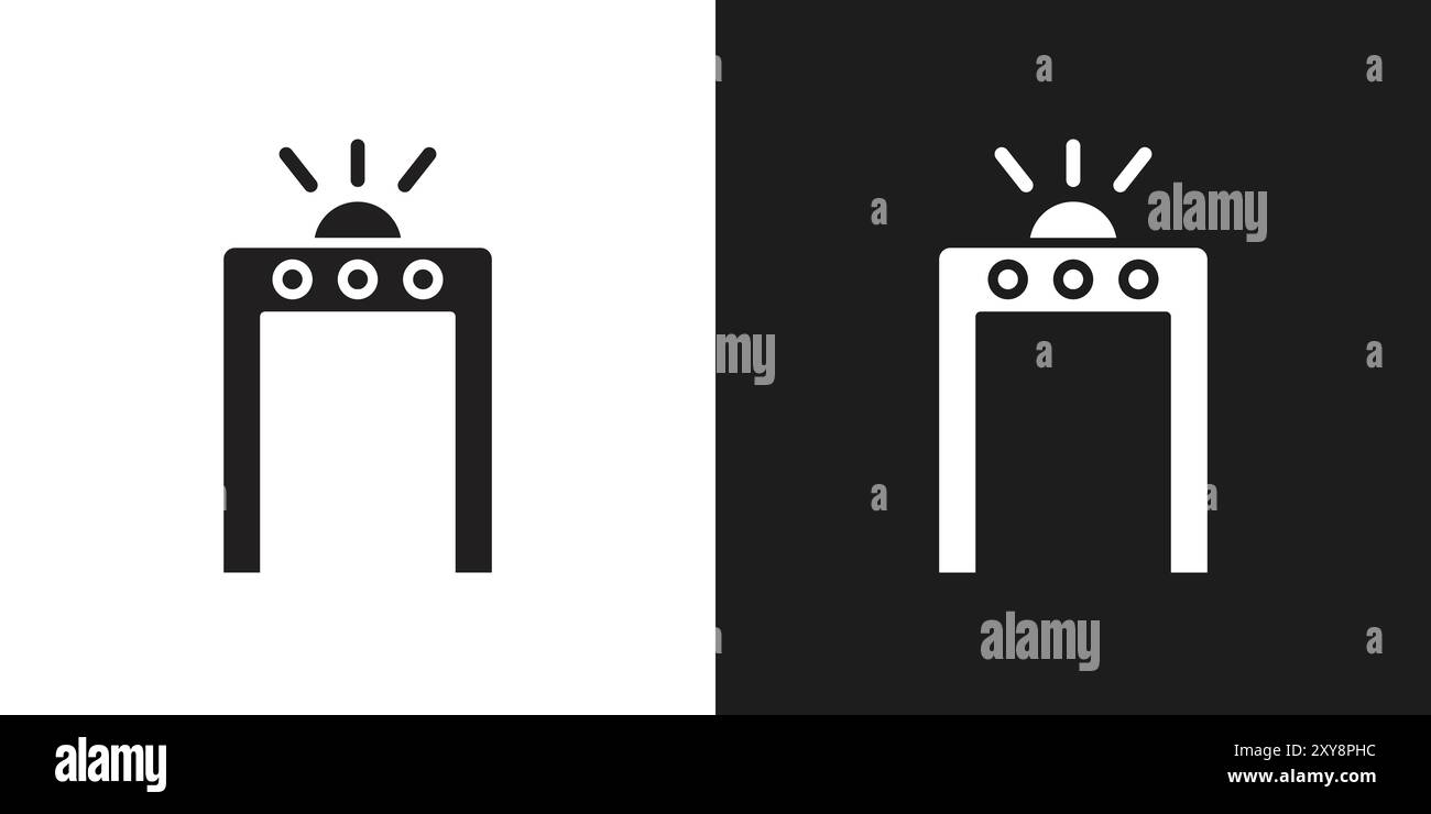 Metal detector icon logo sign vector outline in black and white color ...