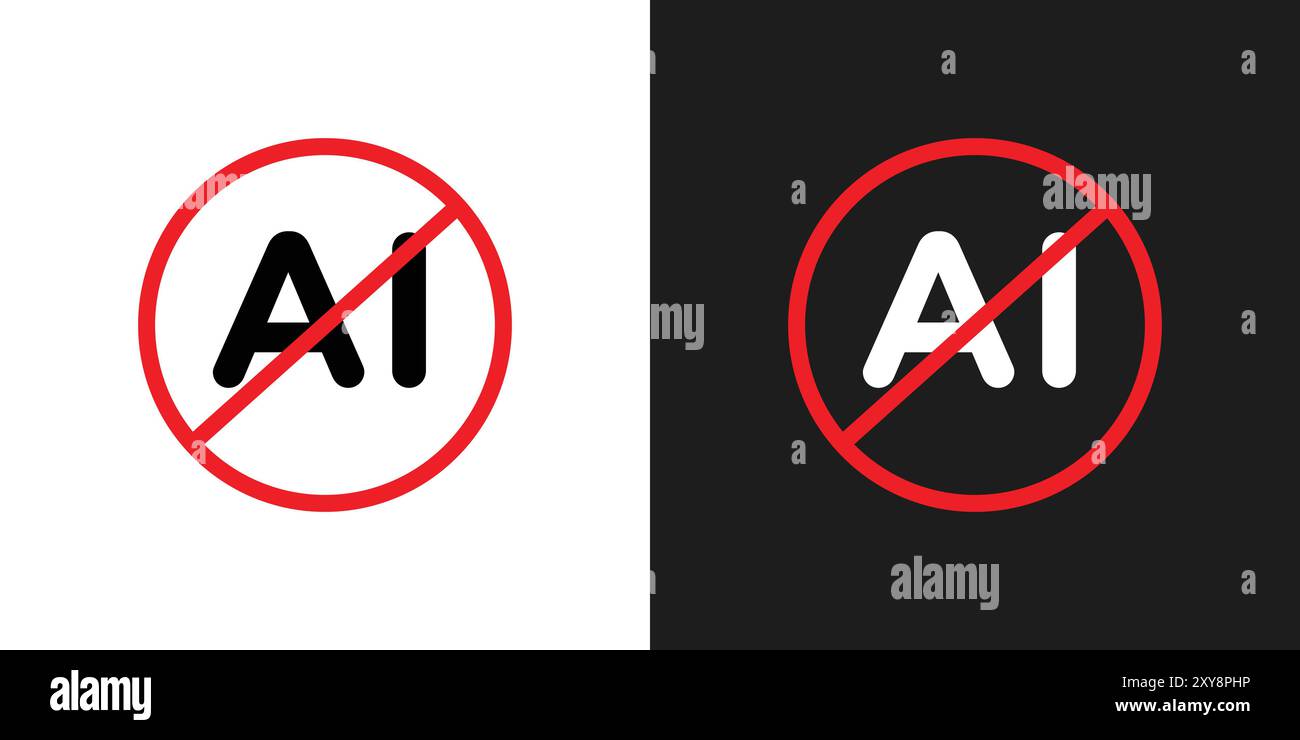 No ai sign logo sign vector outline in black and white color Stock ...
