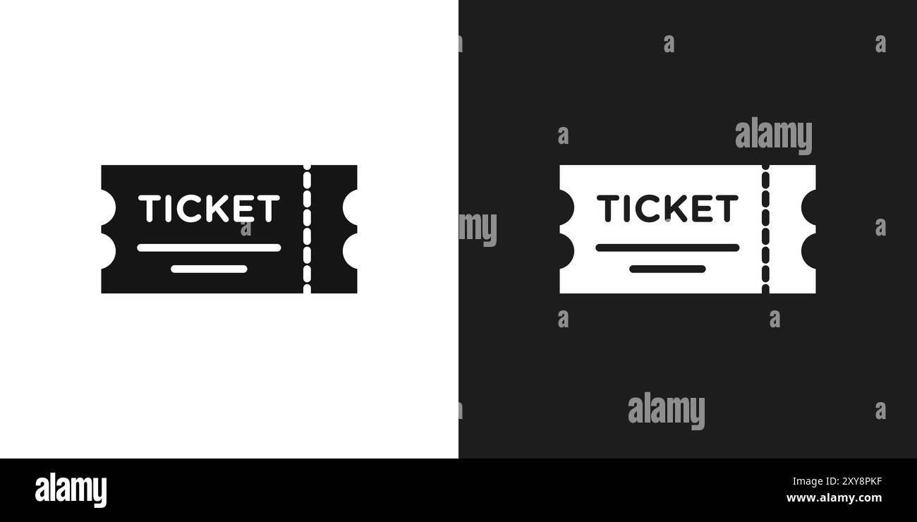 Ticket icon logo sign vector outline in black and white color Stock ...
