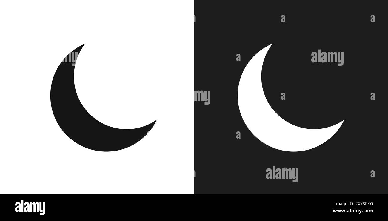 Moon icon logo sign vector outline in black and white color Stock ...