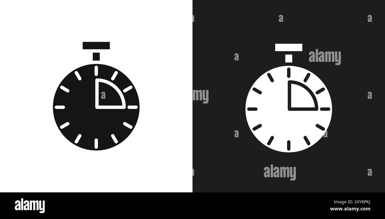 Time quarter past icon logo sign vector outline in black and white ...