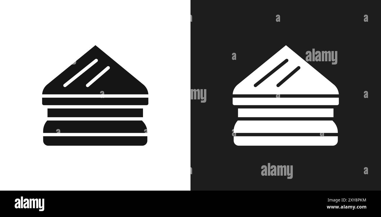 Sandwich icon logo sign vector outline in black and white color Stock ...