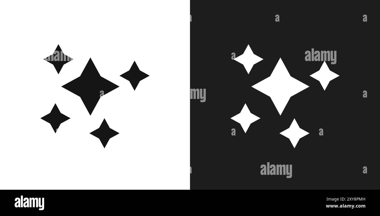Sparkles icon logo sign vector outline in black and white color Stock ...